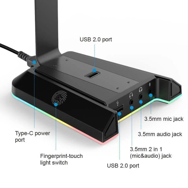 EKSA W1 RGB Headset Stand with 7.1 Virtual Surround Sound - Clearance ...