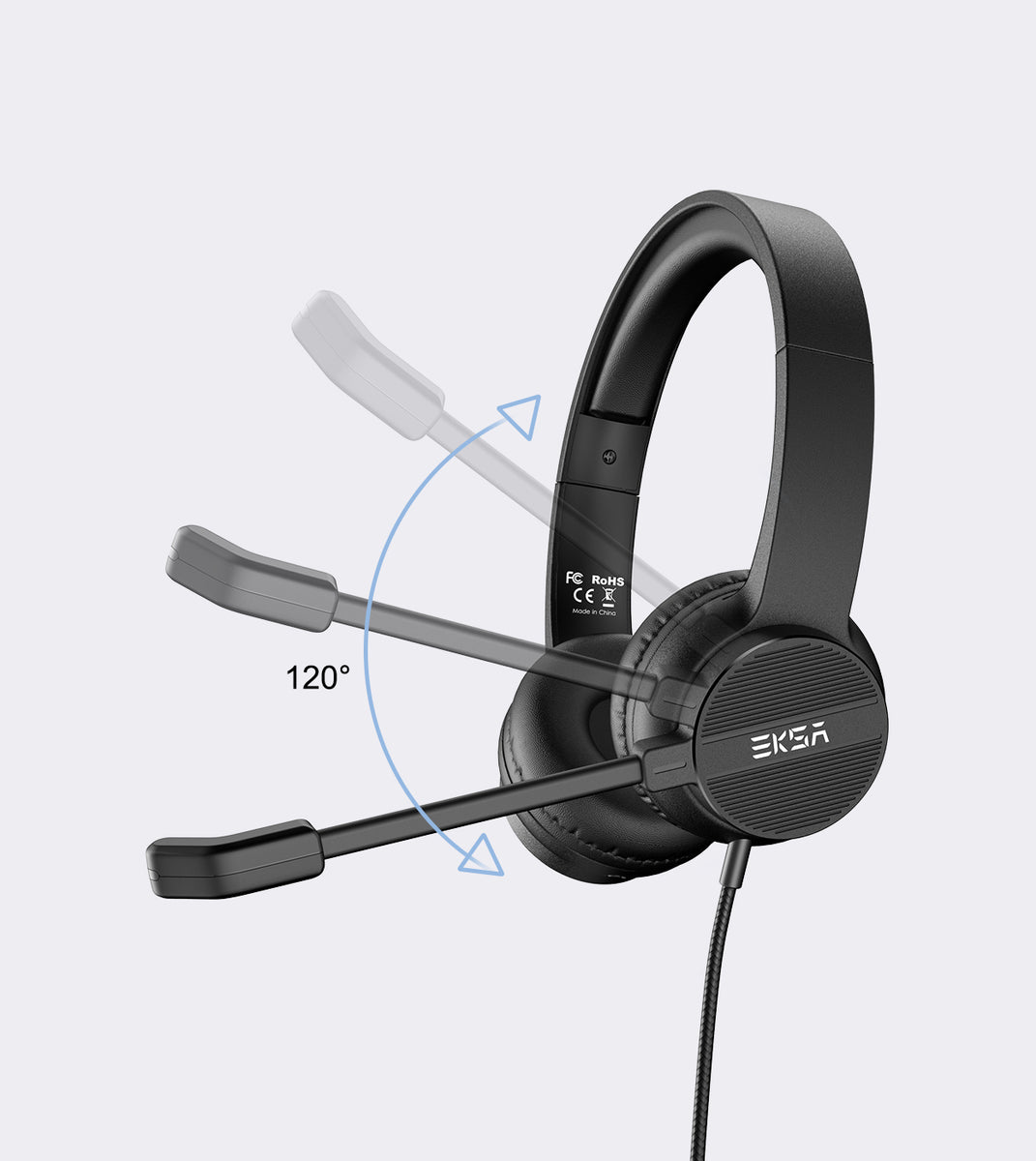 EKSAtelecom H12 3.5mm Stereo Headset For Call Center, Office, Webinar ...